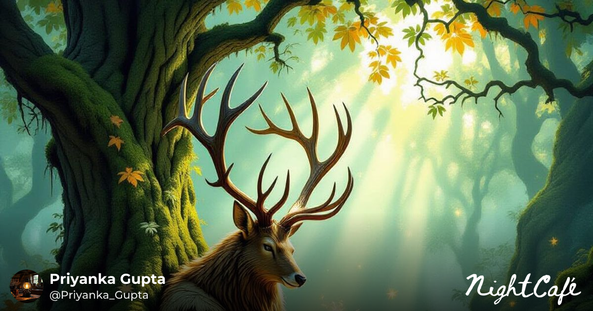 Majestic Stag Carves Mythical Figures in Ancient F... - AI Art