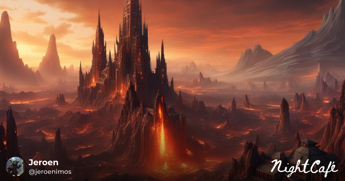 Lava-Surrounded Fantasy City in Detailed Matte Pai... - AI Art