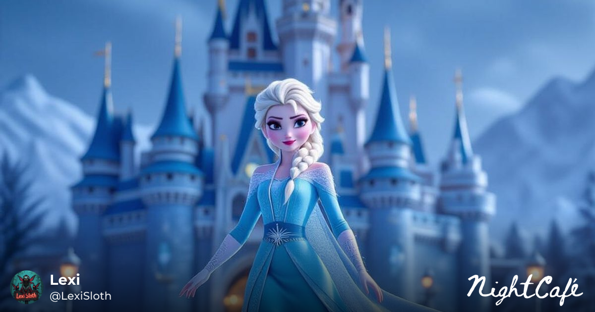 Elsa Ice Skating in Sci-Fi Winter Scene - AI Art