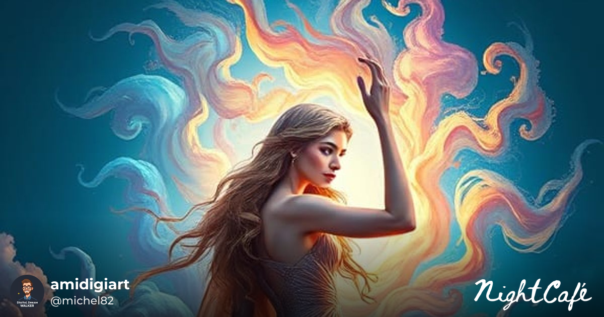 Abstract Eve - Ethereal Goddess in Vibrant Dreamscape