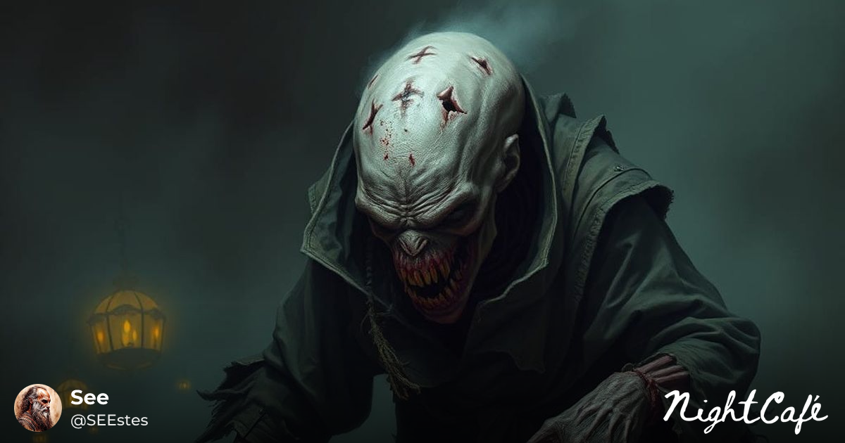 Grotesque Undead Creature Emerge from Shadows in D... - AI Art