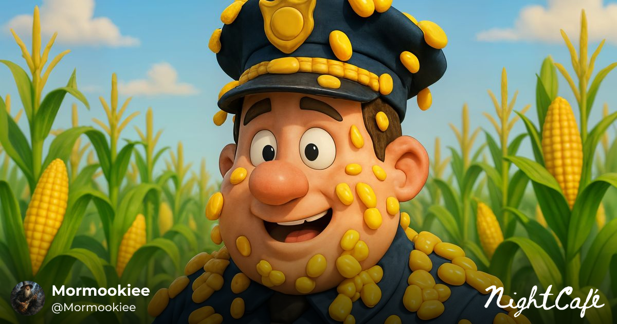 Corn on the Cop - CGI Cartoon Police Officer in Cornfield