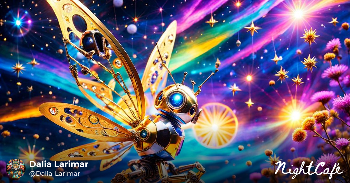 Robot Fairy in Dazzling Cosmic Space: Clockpunk Ar... - AI Art
