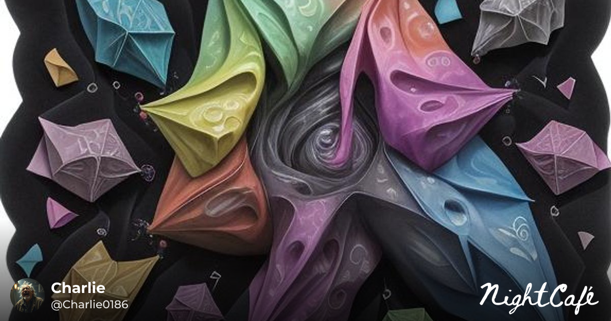 Origamoeba - Colorful Origami Amoeba with Ink Blob in Spatte...