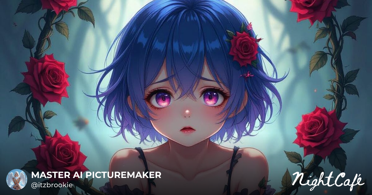 Fallen Angel Child with Roses and Vines - AI Art