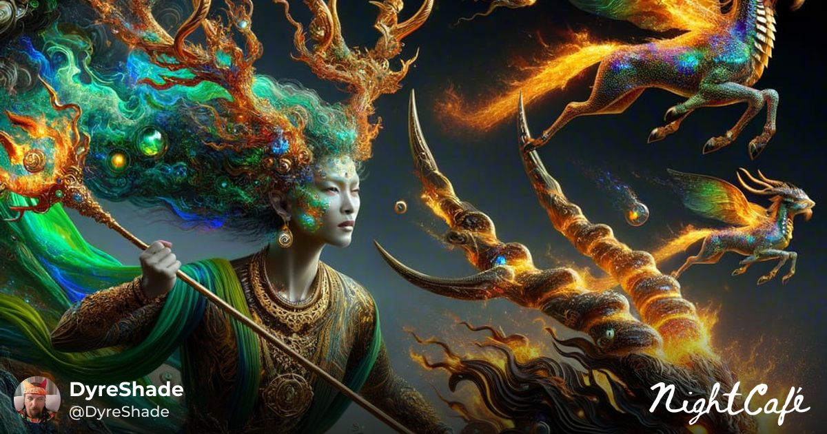 Shireen Fae - Goddess Steers Flaming Chariot Over River Sty...