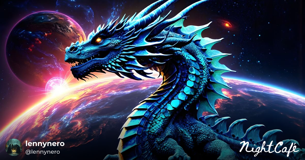 A radiant dragon composed of luminous fractal energy.