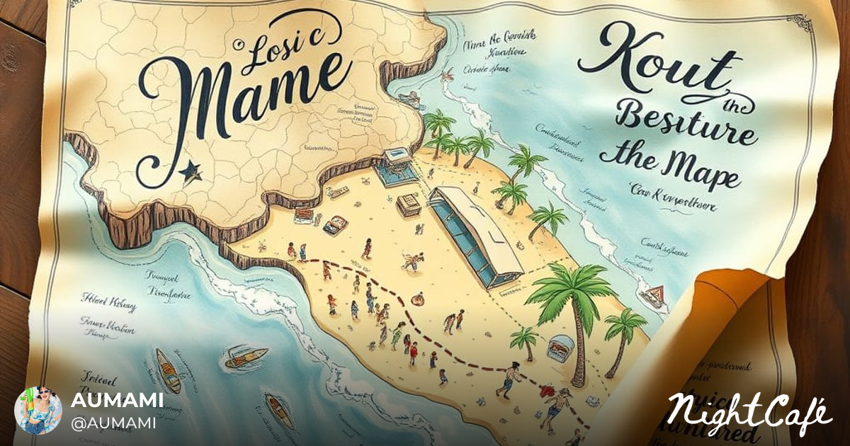 Vintage Comic Style Map Reveals Whimsical Beach Sc... - AI Art
