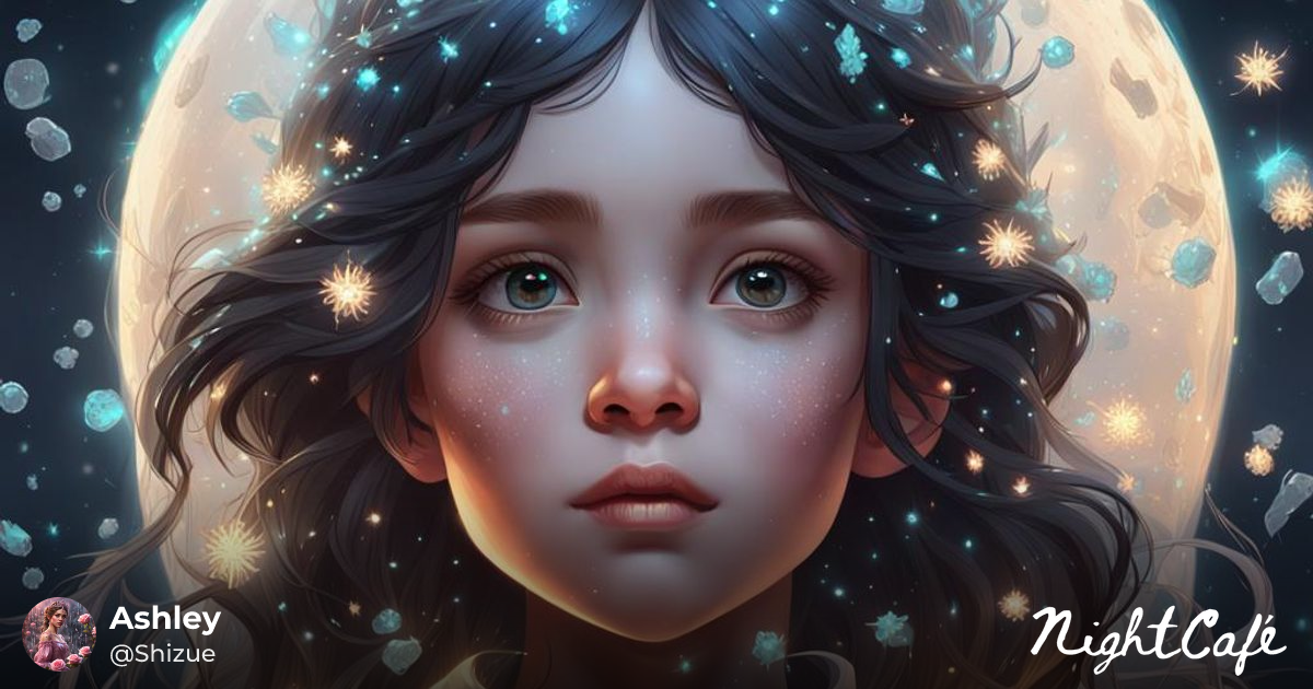 Moon Princess Portrait with Bioluminescent Crystal... - AI Art