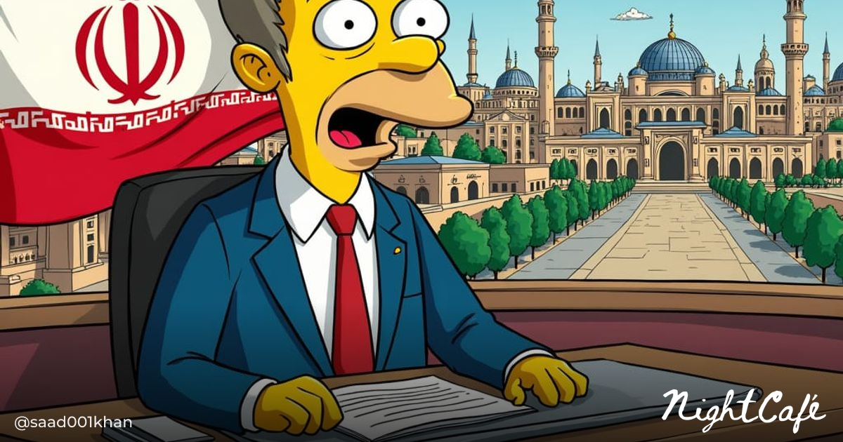 Simpsons-Style Iranian News Anchor Reports Tension... - AI Art