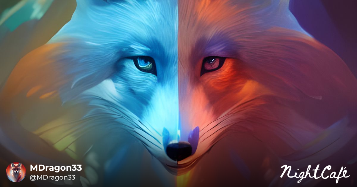 Kitsunes - Blue Fire Fox Digital Painting in 8K