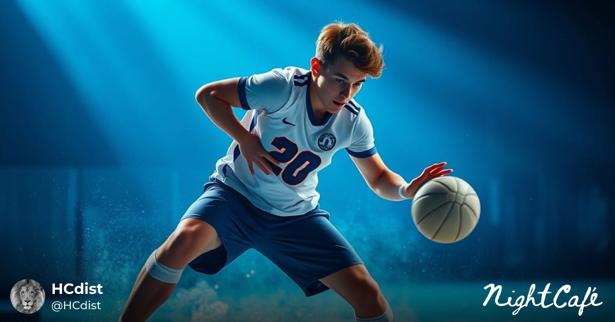 High-Speed Sports Collision in Radiant Blue - AI Art