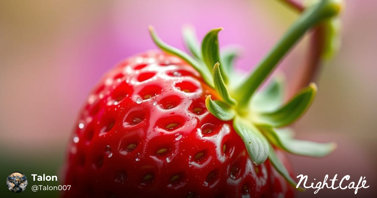 Strawberry - Photorealistic Strawberry with Dewdrops in Boke...