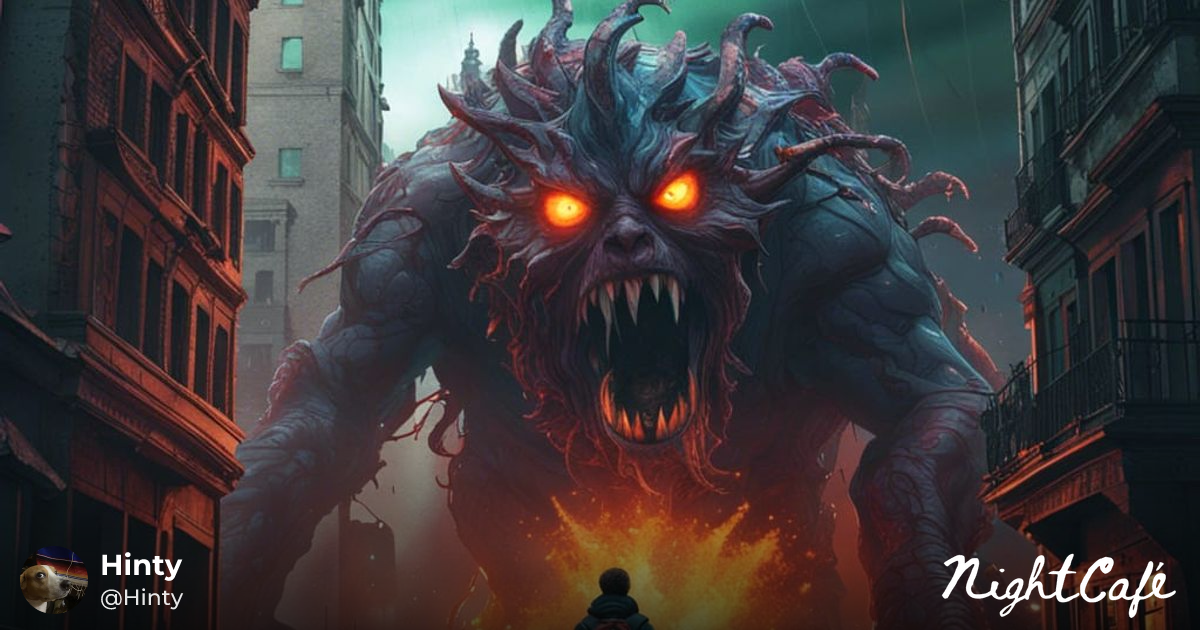 Giant Monster - Monster Emerges from Vortex in CGI Diorama