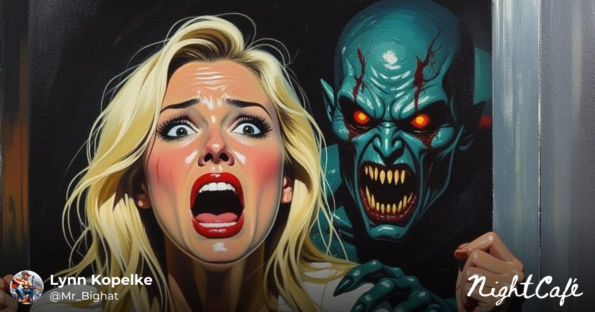 "Goblin!" - Terrified Woman: 1960s Horror Impressionism