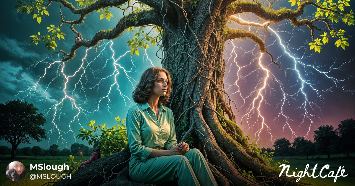 Ethereal Goddess amidst Electric Tempest - AI Art