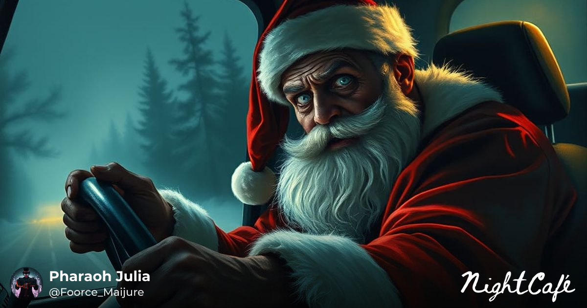 Sinister Santa Claus Rides Through Midnight - AI Art