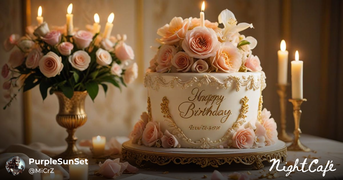Happy Birthday! - Baroque Birthday Cake in Elegant Still Lif...