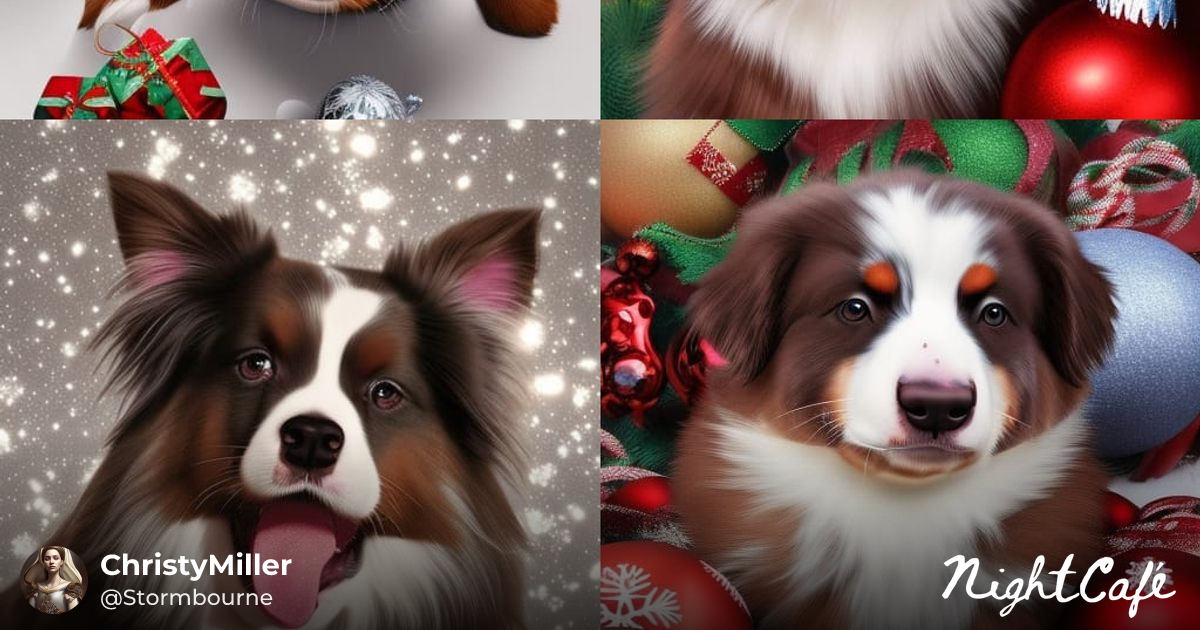 Aussie Christmas - Chocolate Merle Aussie Puppy Christmas P...