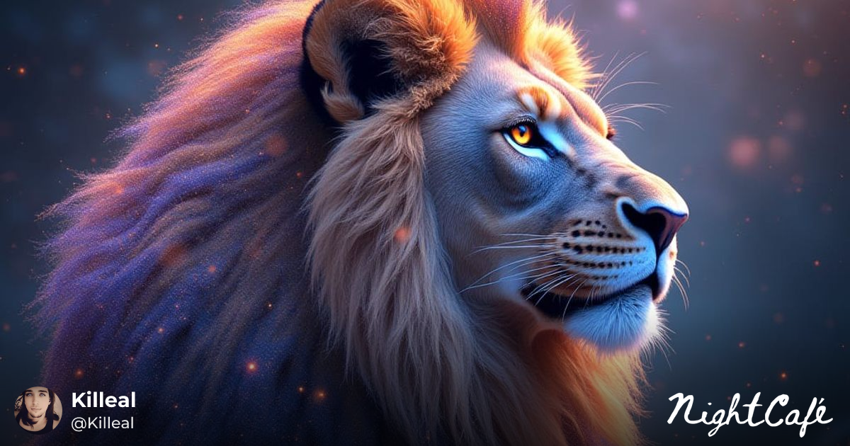 Noble Creature - Cosmic Lion Protecting Celestial Life in Ho...