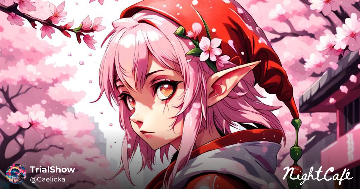 Anime Elf Gazing at Sakura Blossoms in Graffiti Ar... - AI Art