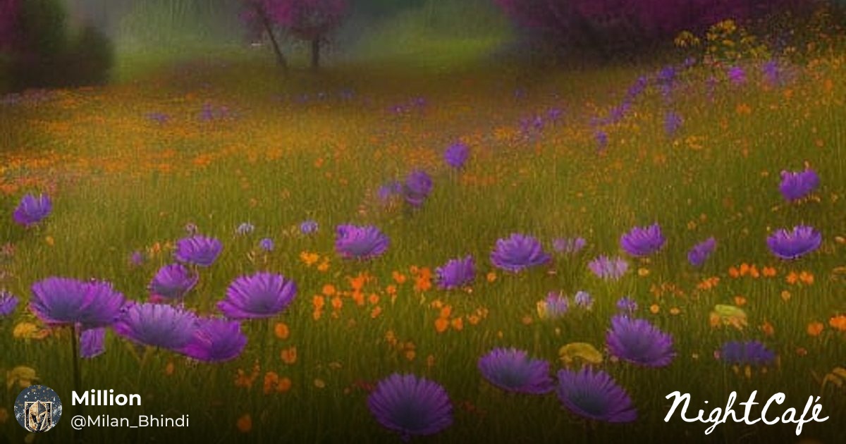 Beautiful flower meadow - Lush Flower Meadow: Detailed Fanta...