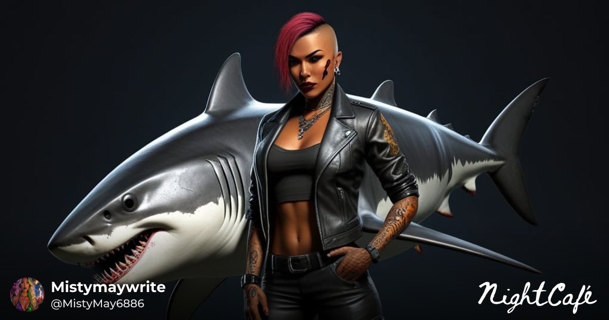 Tough Vampire Shark Hybrid in Dark Mobster Chic - AI Art