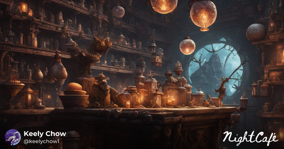 Vampire Alchemist at Work in Fantasy Laboratory - AI Art