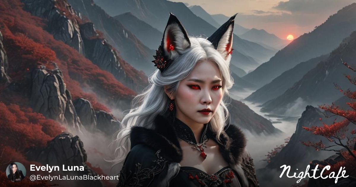 Mystical Vampire Queen with Fox Ears in Dark Fanta... - AI Art