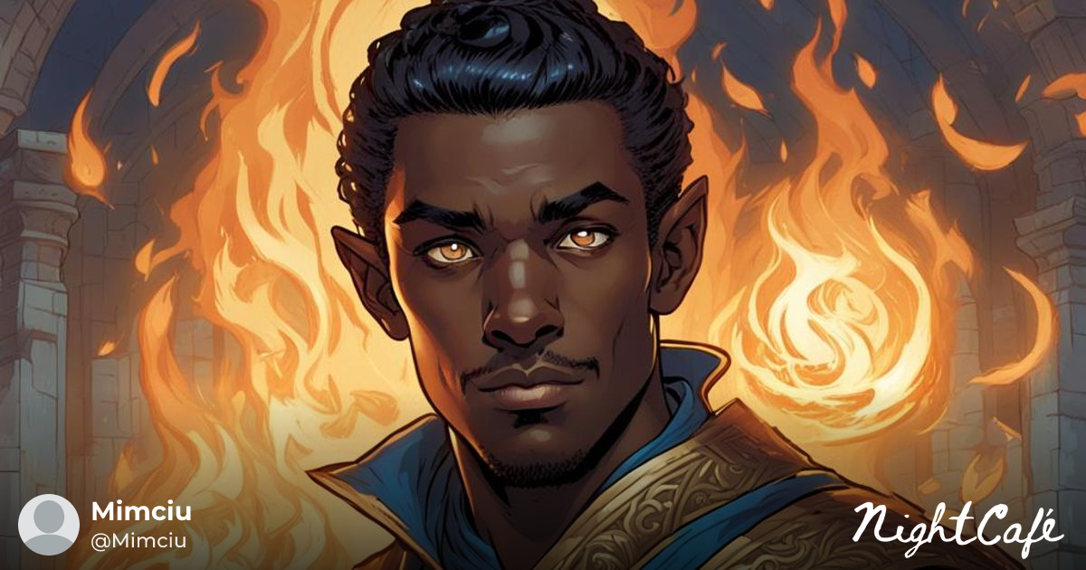 Fireball! - Fantasy Elf Fire Magic User in Comic Book Style