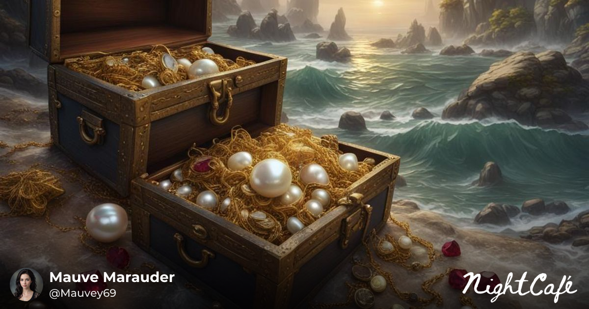Treasures Washed Ashore: Gems, Gold, and Jewels - AI Art