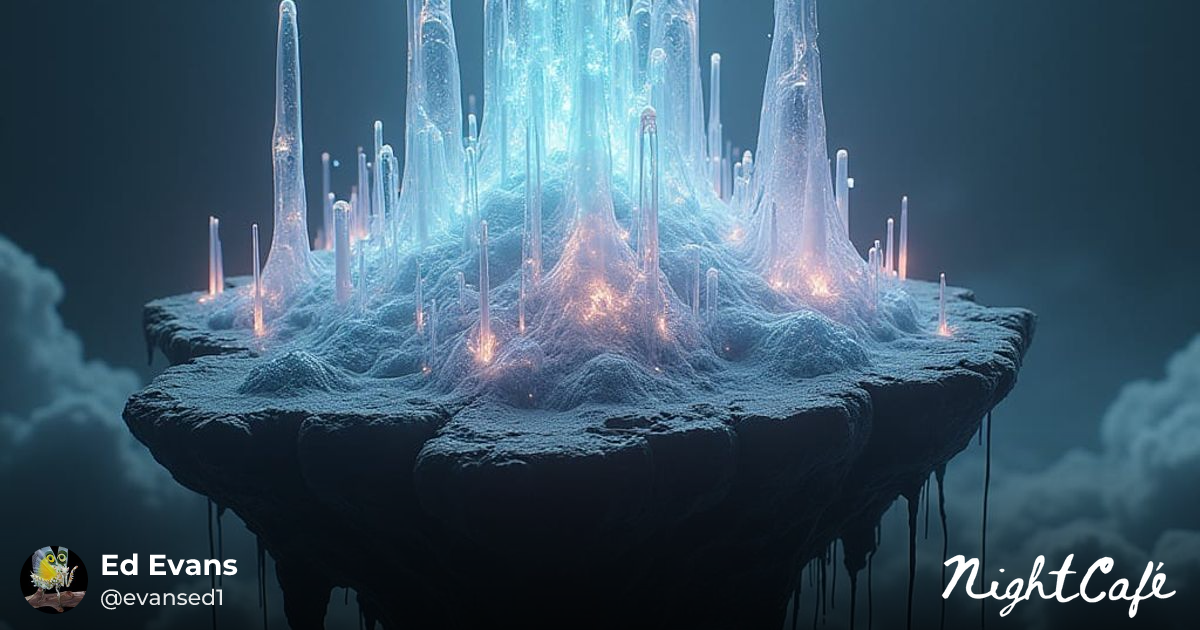 Cosmic Bloom on Obsidian Isle in Hyperrealistic Bi... - AI Art