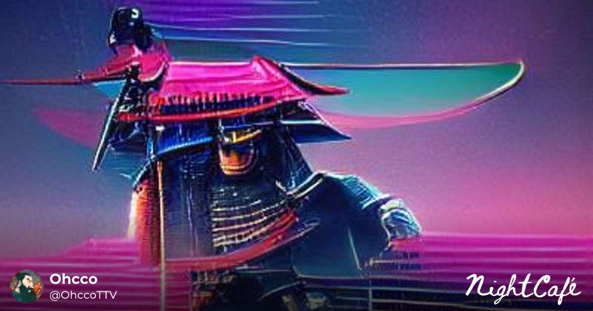 Synthwave Samurai - Samurai in Neon Synthwave Style