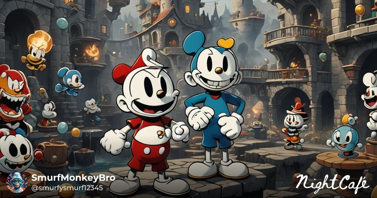 Cuphead and Mugman - Cuphead and Mugman in Vintage Cartoon S...