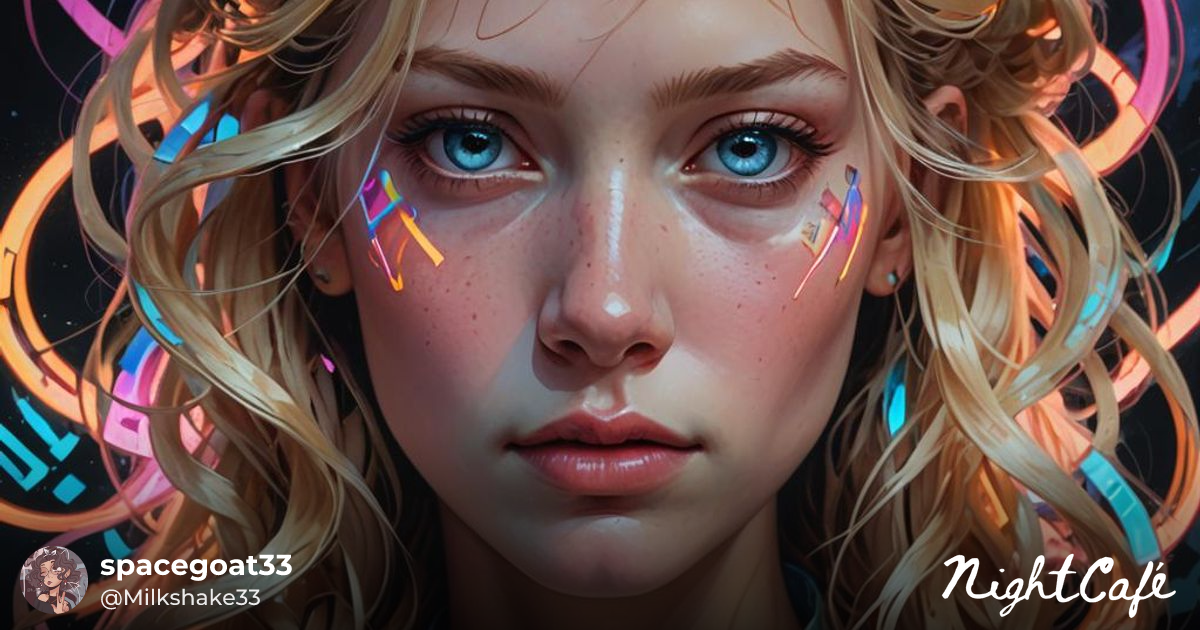 Neon Glitch Portrait in Vorticism Style - AI Art