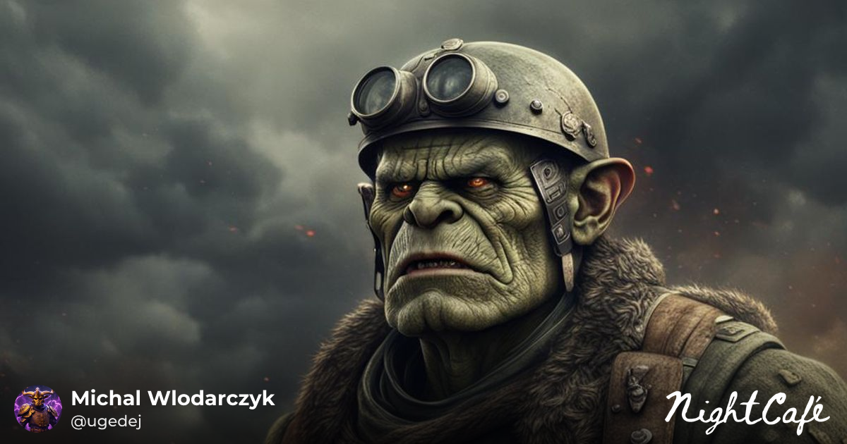 Orc in Soviet Uniform: WWII Digital Painting - AI Art