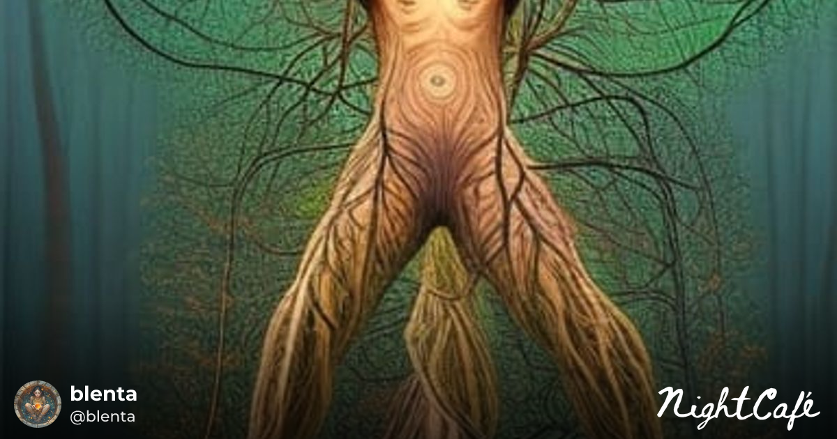 Tree-Human Hybrid with Fractal Branches and Forest... - AI Art