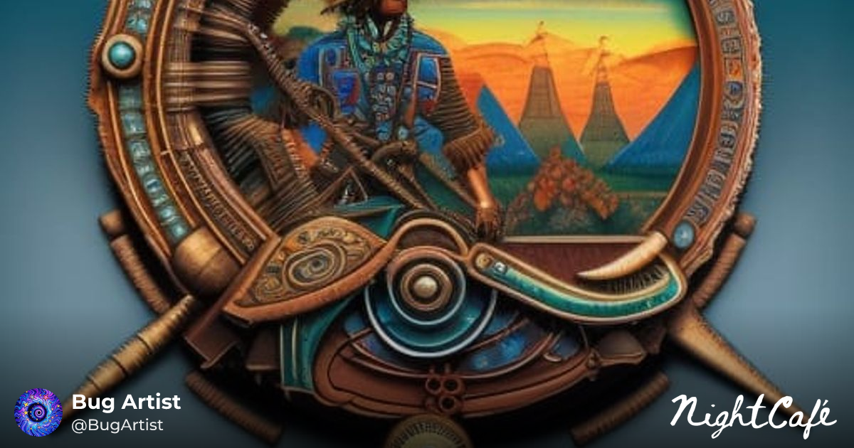 Cahokia Steampunk: Native Tech in Storybook Style - AI Art