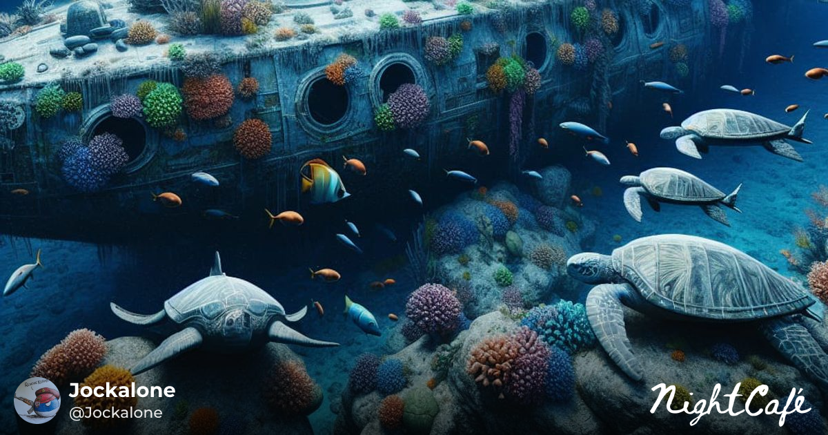 Underwater Spaceship Graveyard: Coral and Marine L... - AI Art