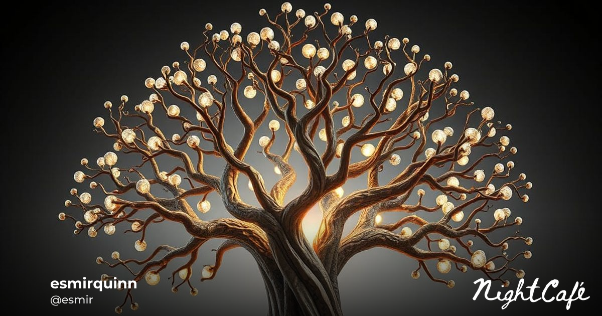 Mystical Stone Tree Sculpture with Twisted Roots a... - AI Art