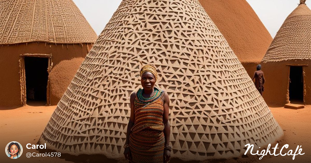 Musgum Woman and Traditional Mud House in Cameroon - AI Art