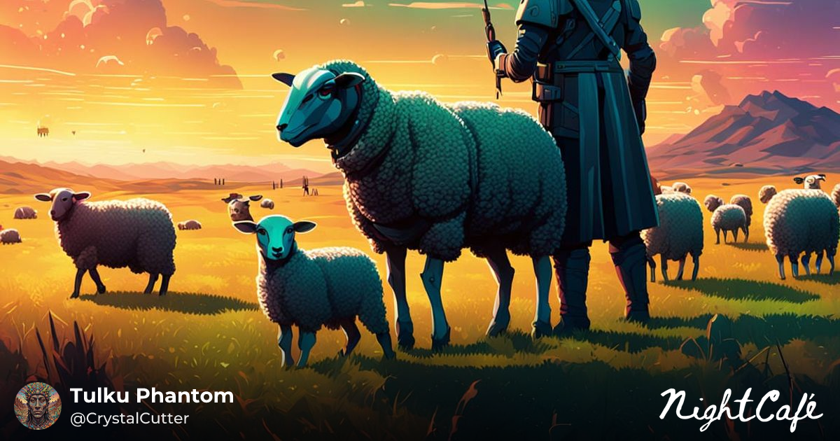 "Android Shepherd with his flock of 'Android Sheep" #15