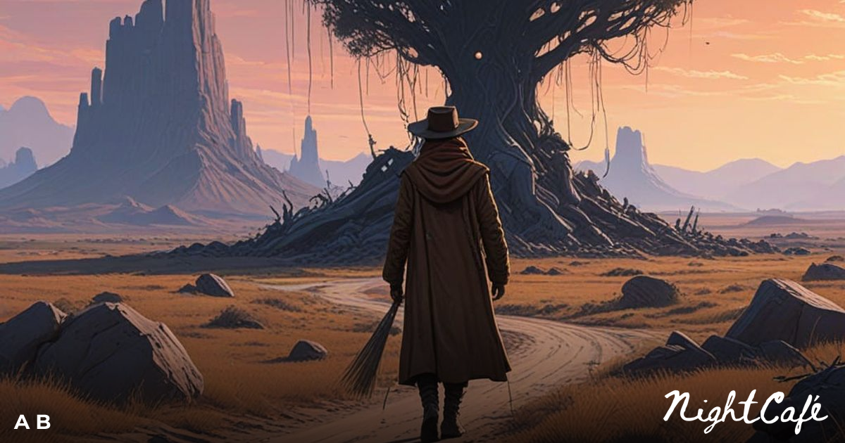 Skeletal Wizard Embarks on a Mystical Desert Quest - AI Art