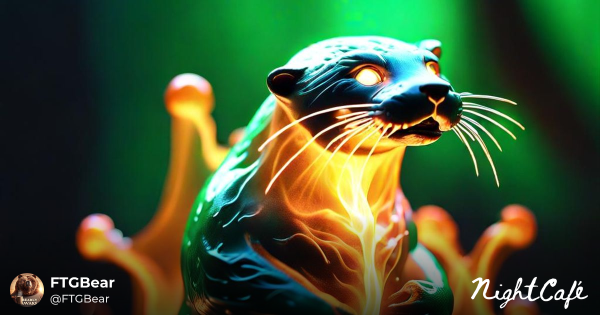 Flaming Translucent Otter Made of Electric Plasma - AI Art