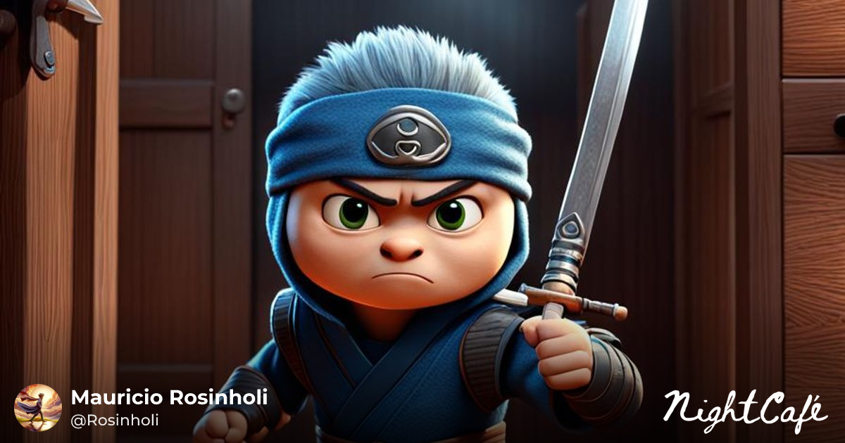 Monsters Scared of Ninja Boy: 3D Pixar Cartoon - AI Art