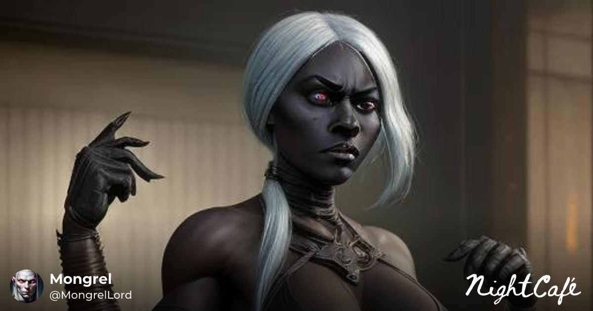 Steampunk Drow: A Sinister Portrait - AI Art
