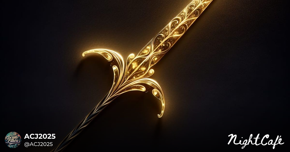 Magic Short Sword - Glass Magic Sword with Golden Fey Filigr...