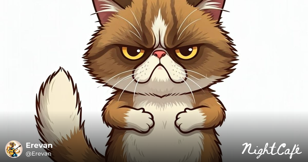 pspspspspsps - Grumpy Cartoon Persian Cat in Sanrio Style