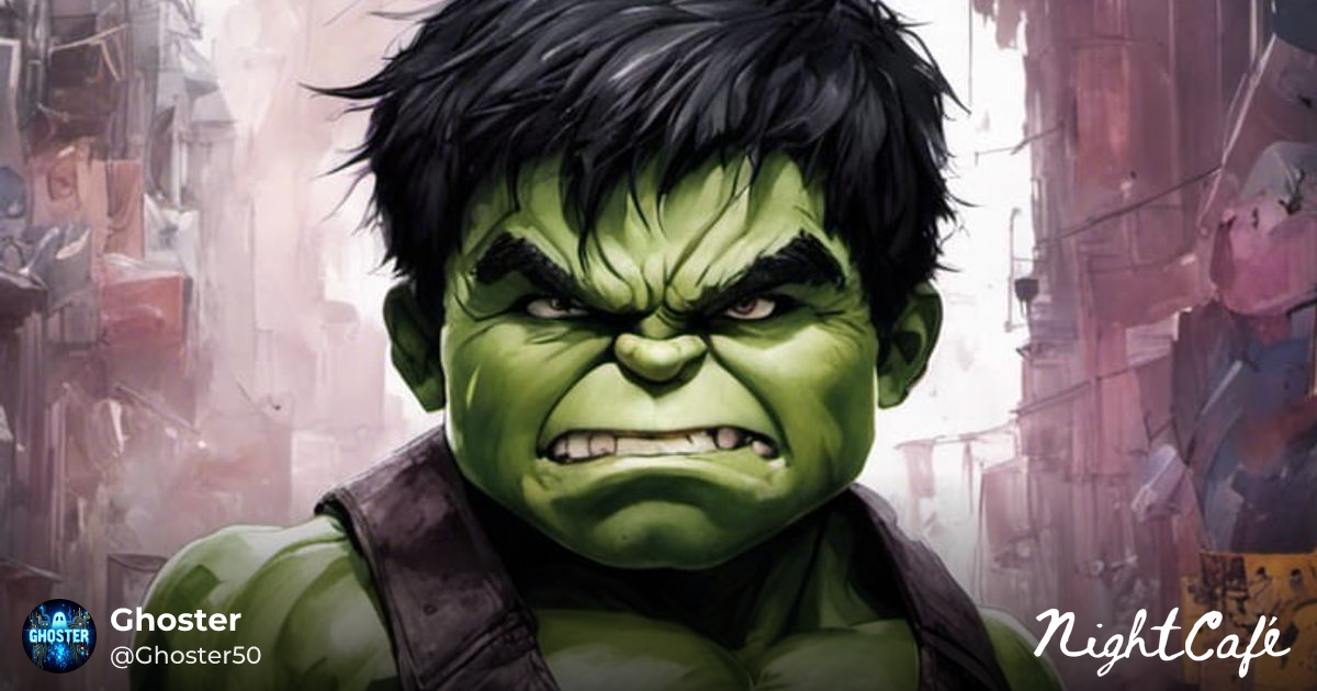 Lil' Hulk - Adorable Chibi Hulk Portrait in Digital Art Styl...