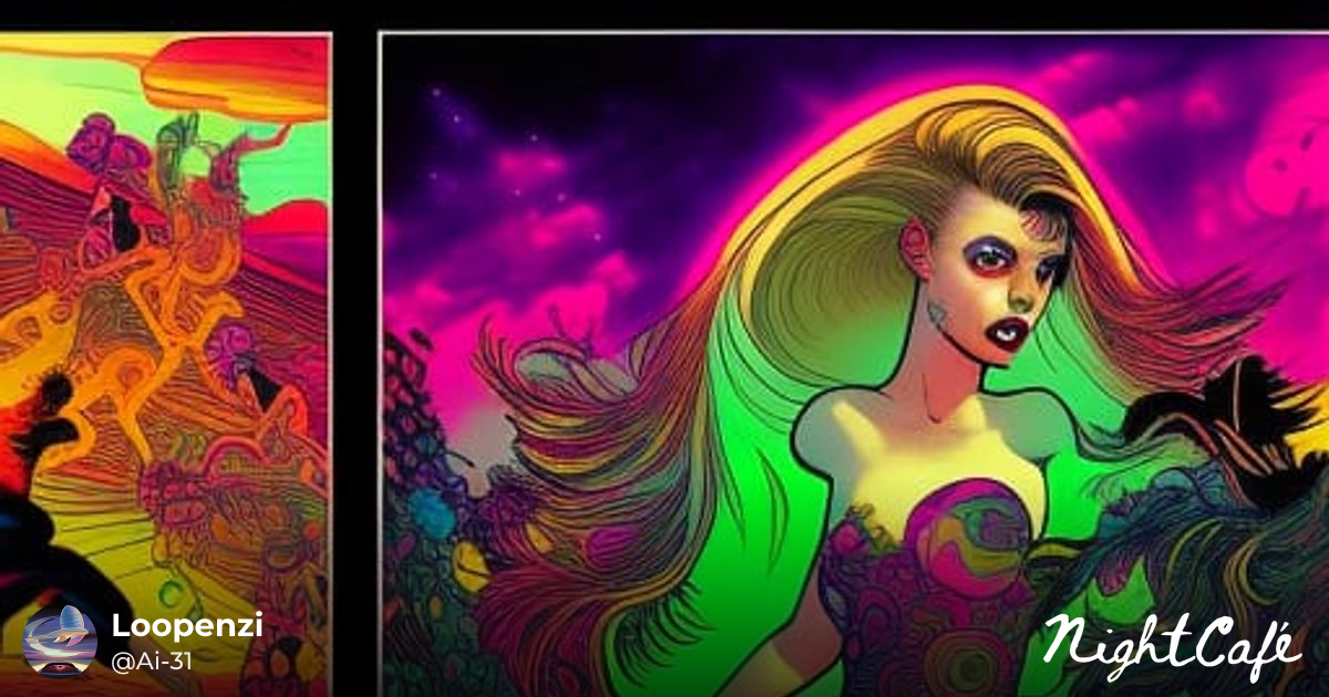 Psychedelic Comic Book Party Scene - AI Art